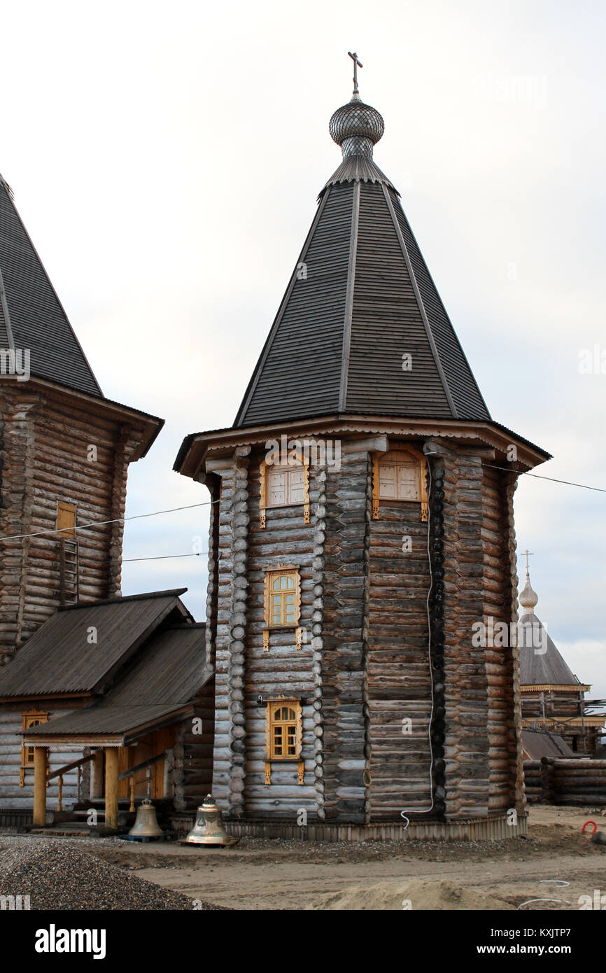 New wooden monastery buildings in Murmansk, Russia Stock Photo - Alamy