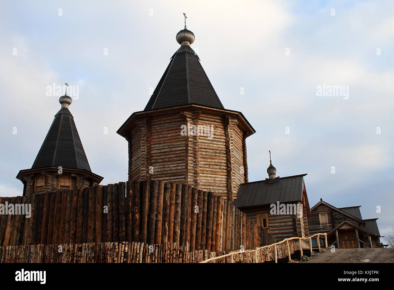 New wooden monastery buildings in Murmansk, Russia Stock Photo - Alamy