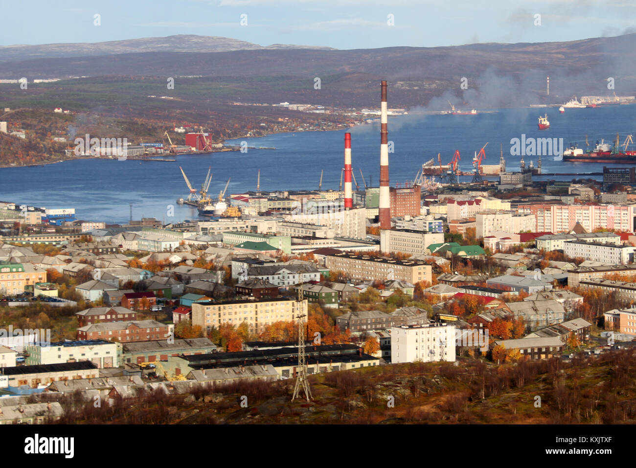 General view from rock in downtown in Murmansk, Russia Stock Photo - Alamy