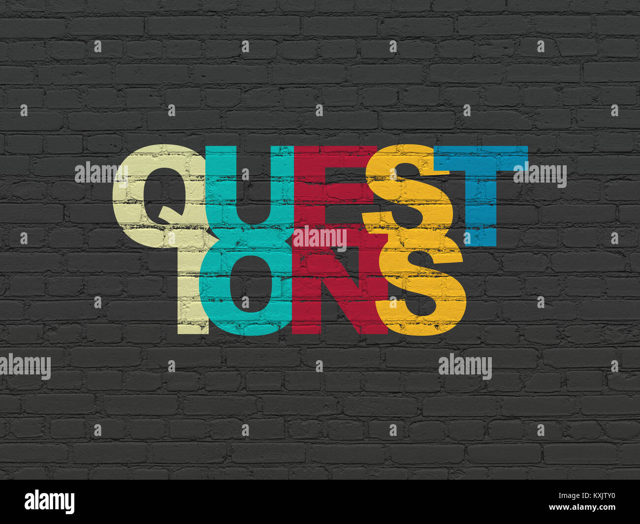 Education concept: Questions? on wall background Stock Photo - Alamy