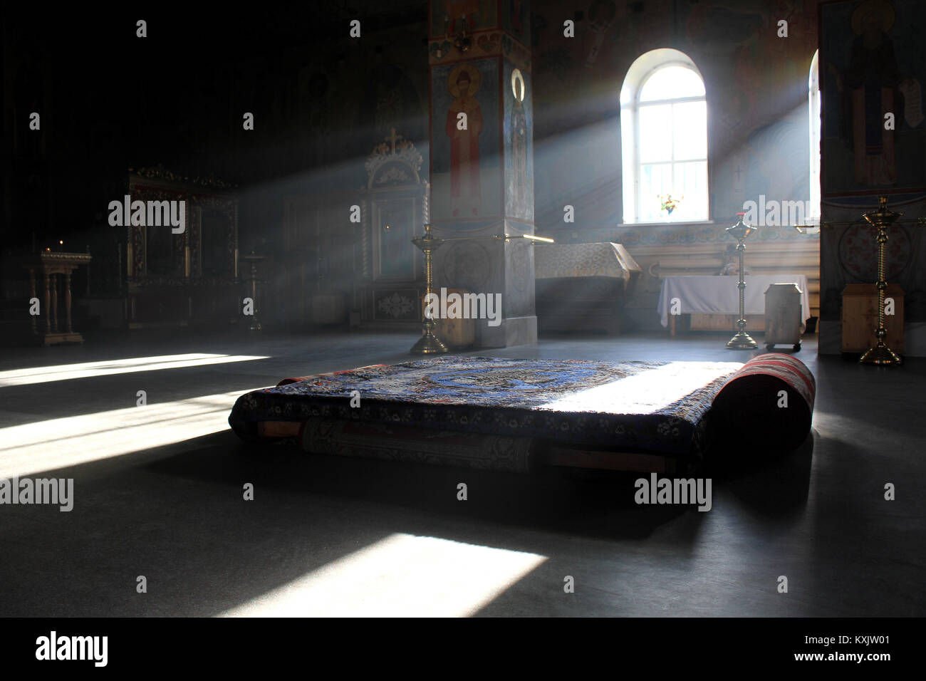 Lights from windows inside russian orthodox church in Murmansk, Russia ...