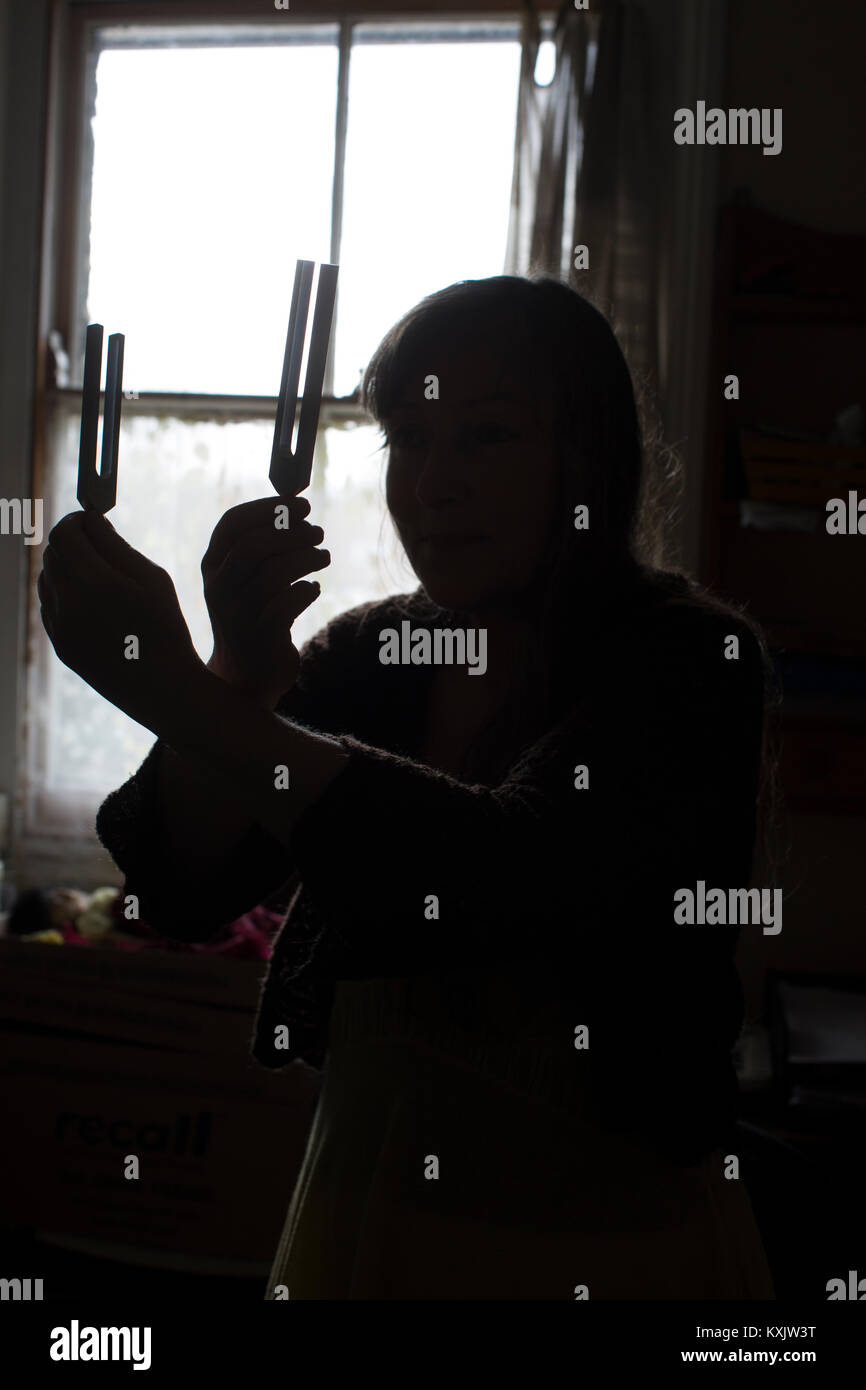 Woman who suffers from electromagnetic hypersensitivity intolerance ...