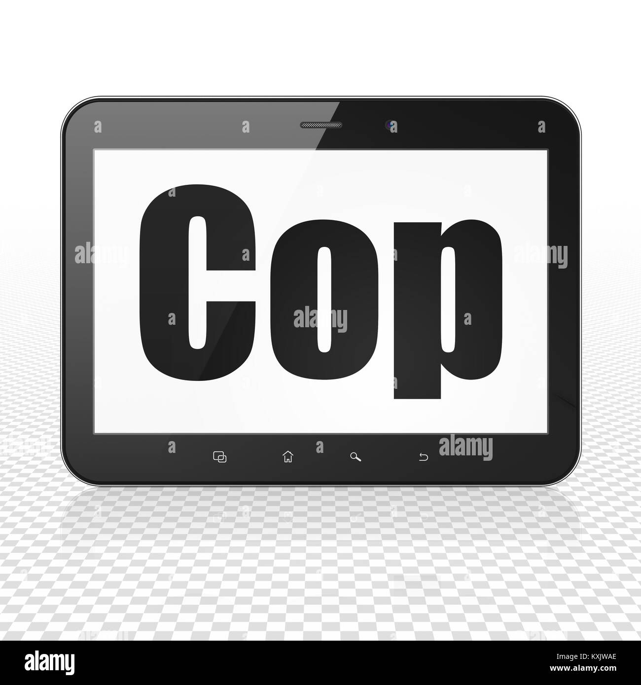 Law concept: Tablet Computer with Cop on display Stock Photo - Alamy