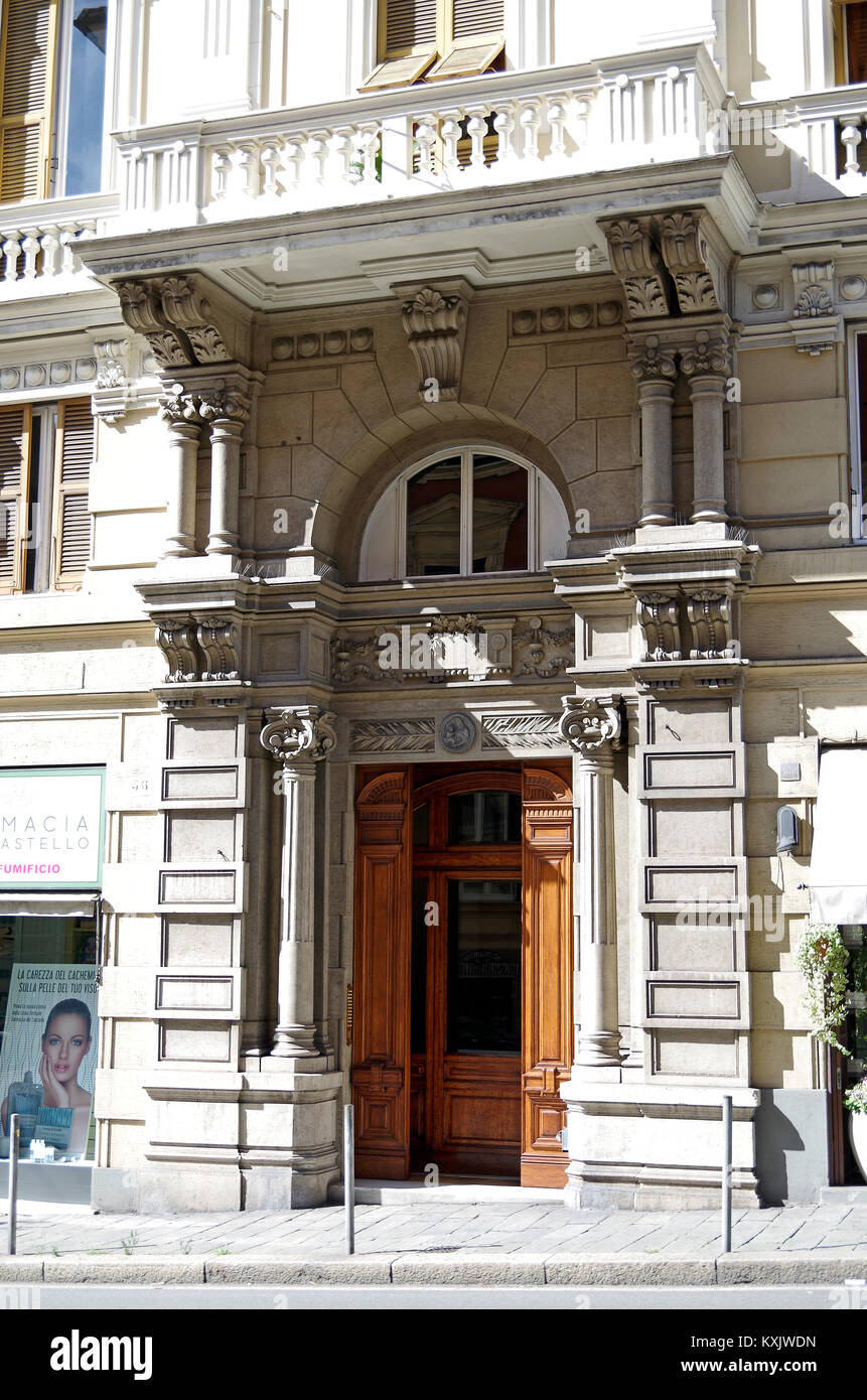 The thin end of a 5 and 6 wedge-shaped storey apartment building in an ...