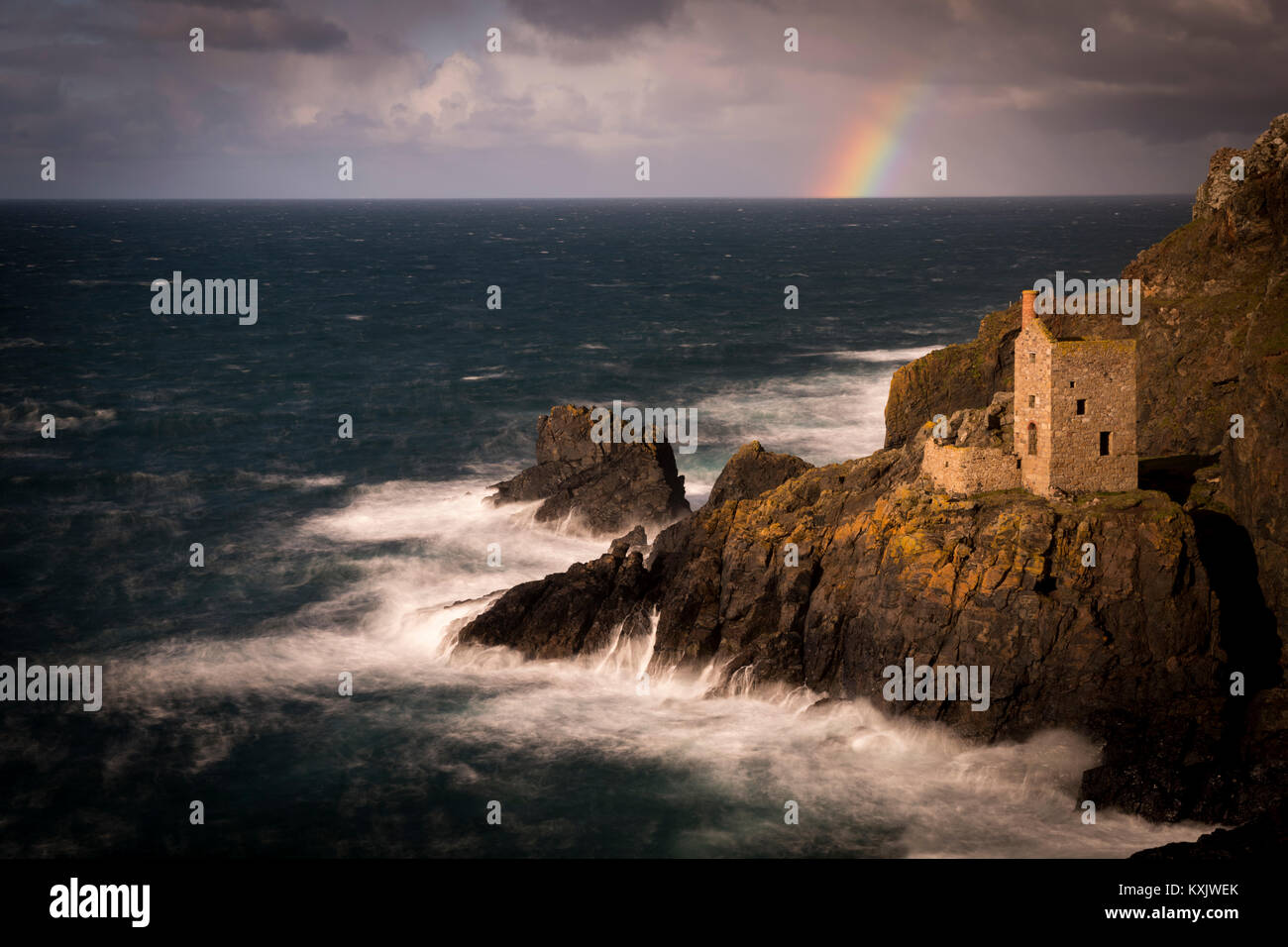 A rainbow at Botallack Mines in West Cornwall Stock Photo - Alamy