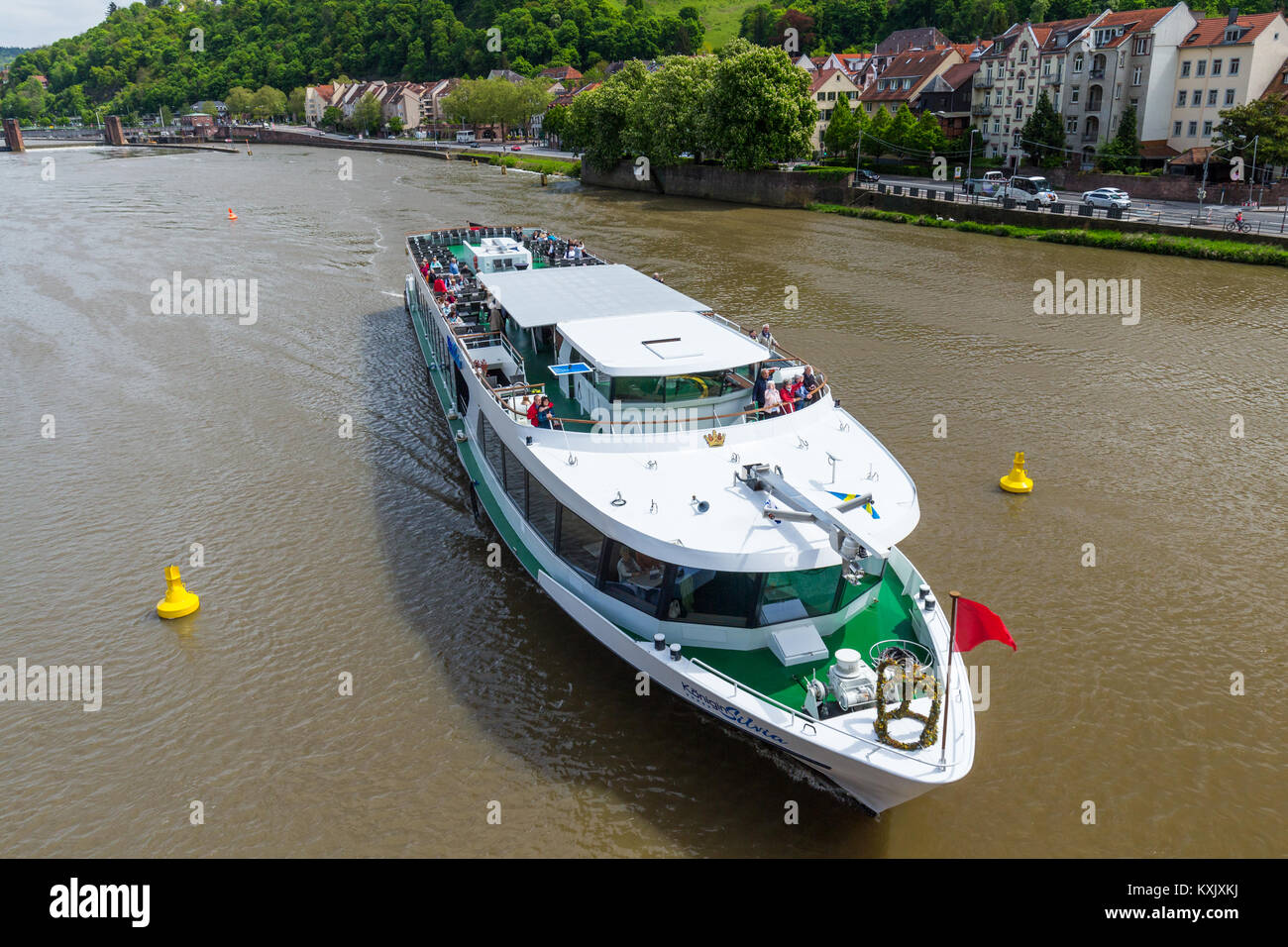 Heidelberg, Germany - May 6, 2017: River cruise ship on the Neckar in ...