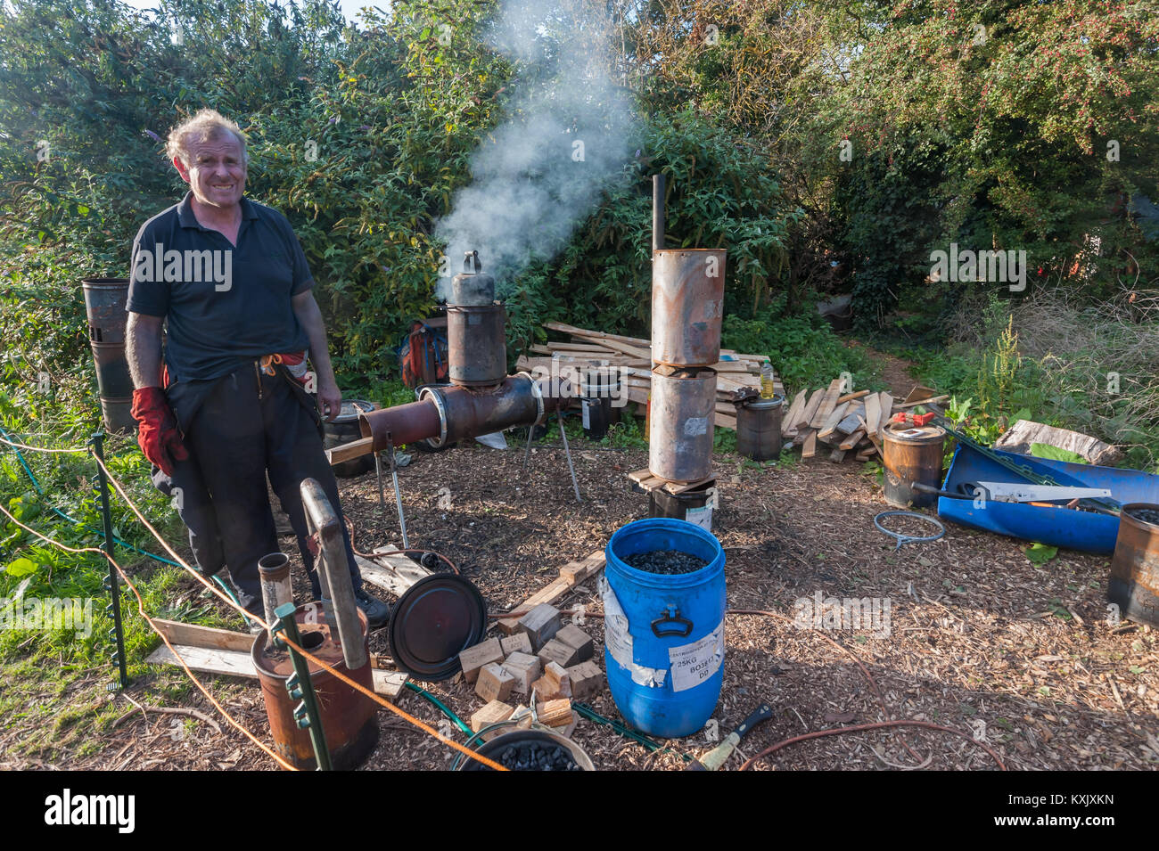 A demonstration of modern methods of making charcoal at Grow Heathrow's ...
