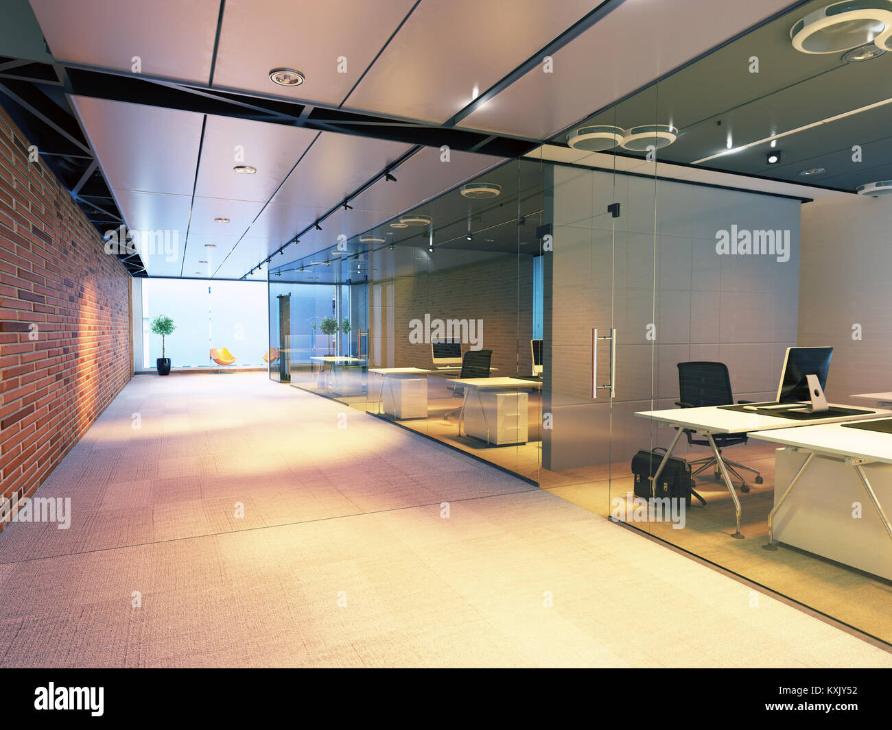 modern office building interior. 3d rendering concept Stock Photo - Alamy