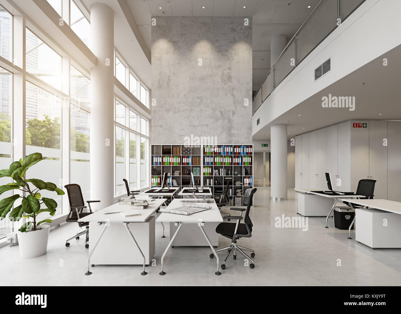modern office building interior. 3d rendering concept Stock Photo - Alamy