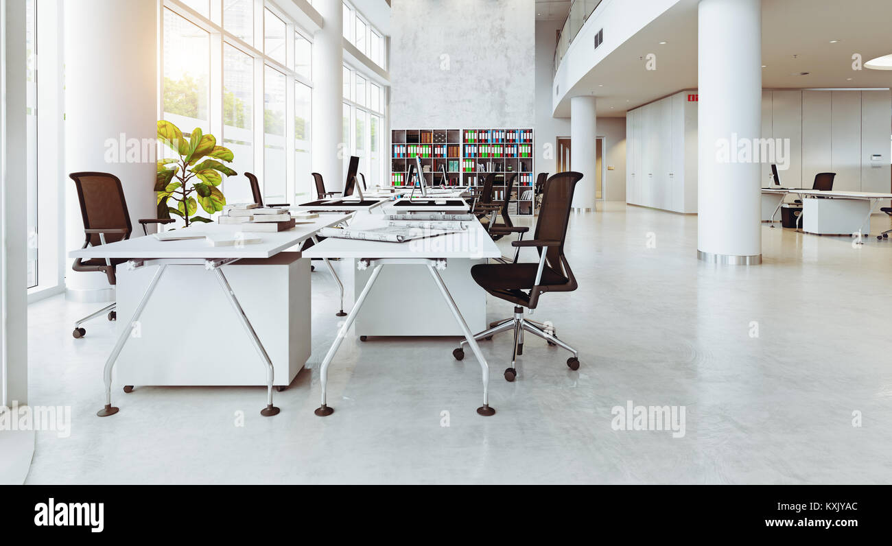 modern office building interior. 3d rendering concept Stock Photo - Alamy
