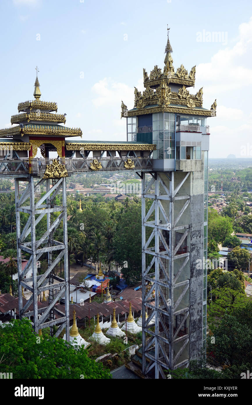 MAWLAMYINE, MYANMAR - CIRCA APRIL 2017 Lift near Kyaik Than Lan Pagoda ...