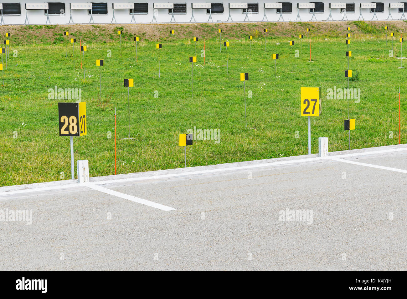 Biathlon shooting range. Place of shooting for competitions in biathlon ...