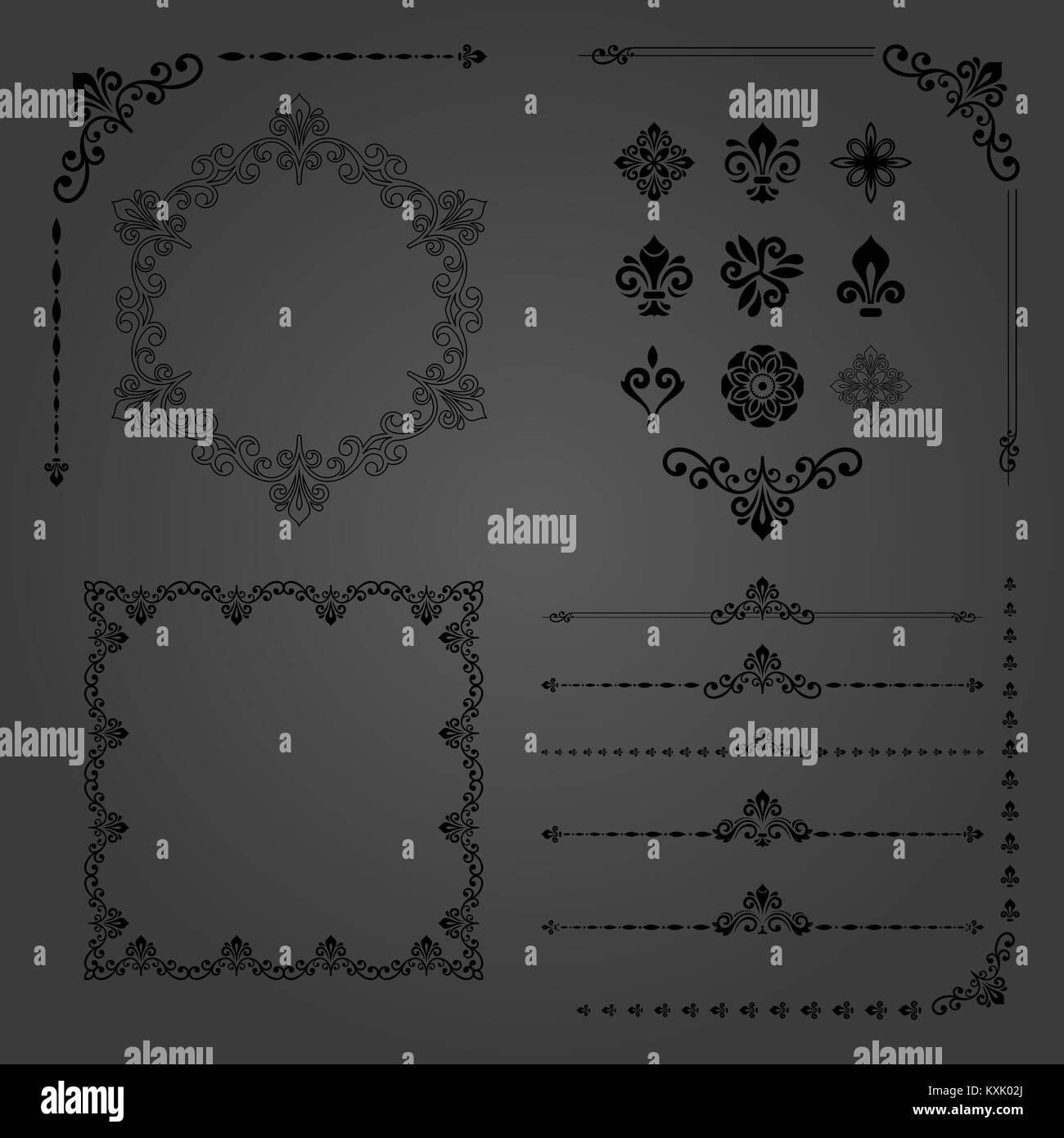 Vintage Set of Horizontal, Square and Round Elements Stock Photo - Alamy