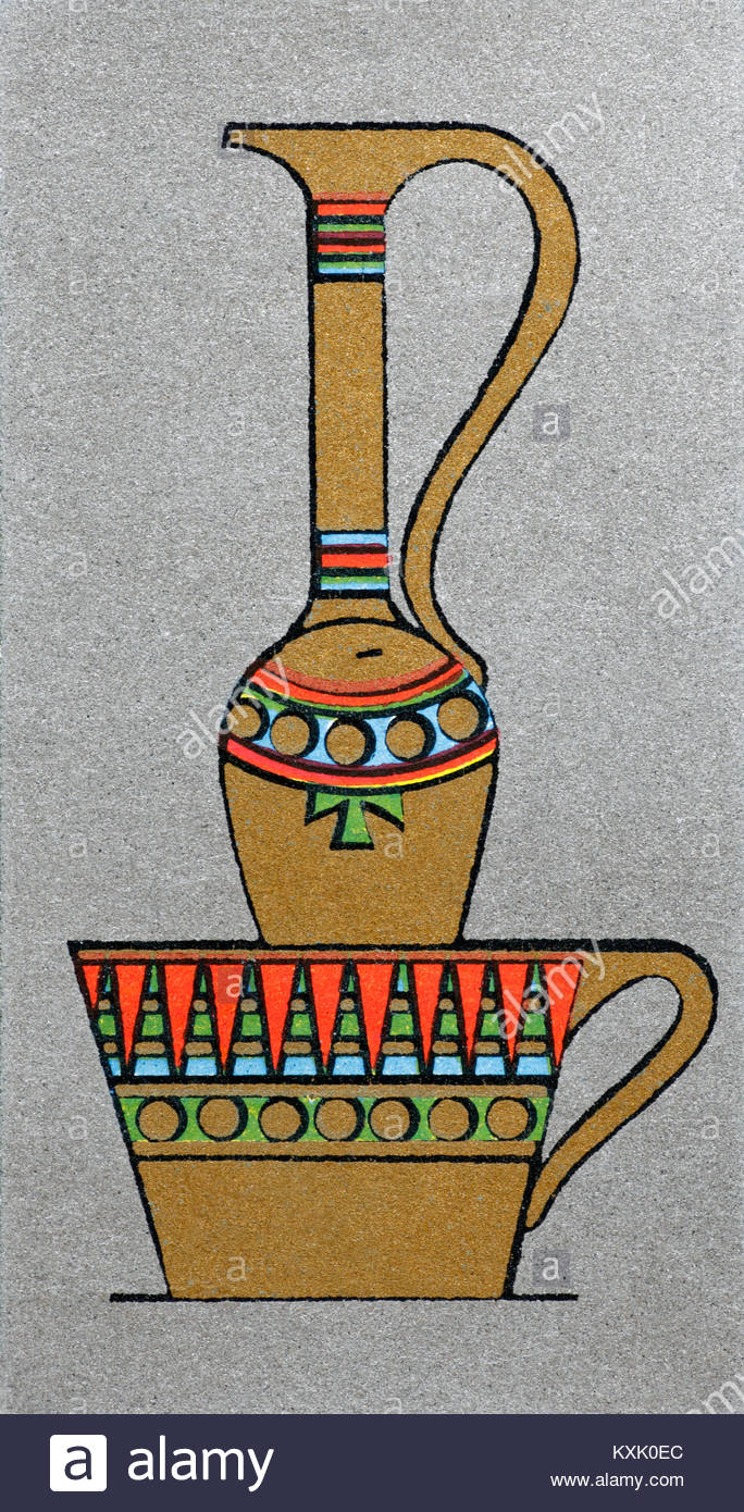 Depiction of an ancient Egyptian water carrying Ewer and Basin Stock ...