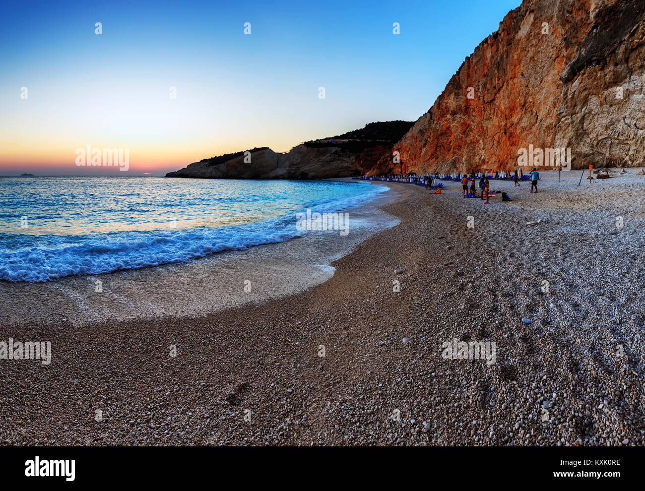 Beautiful sunset background in the sea at Porto Katsiki Beach in ...