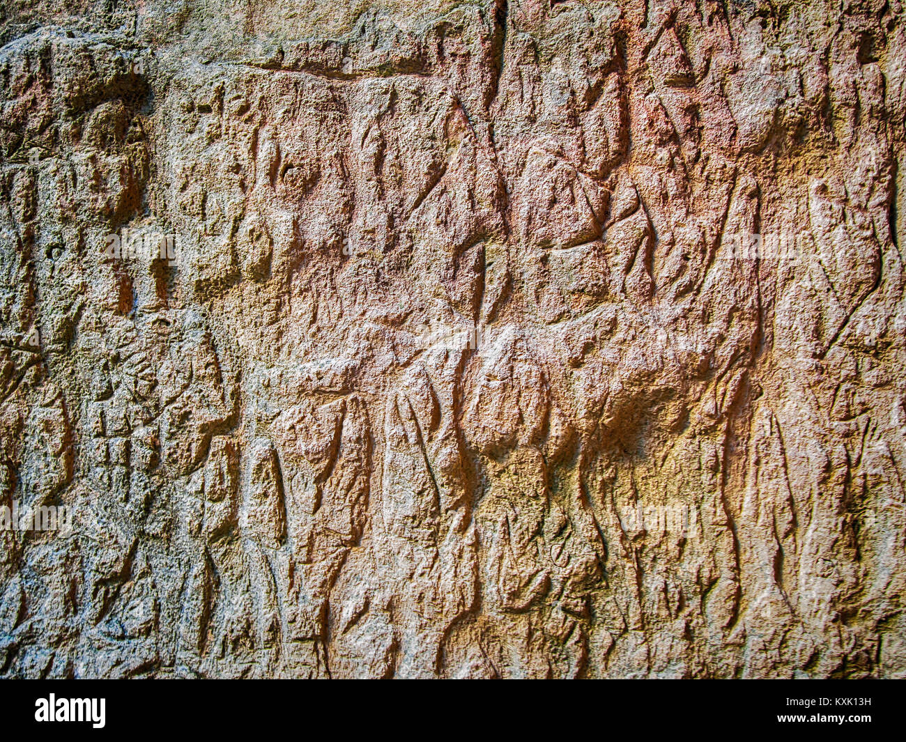 Real rock wall with petroglyphs background (in the Gobustan National ...