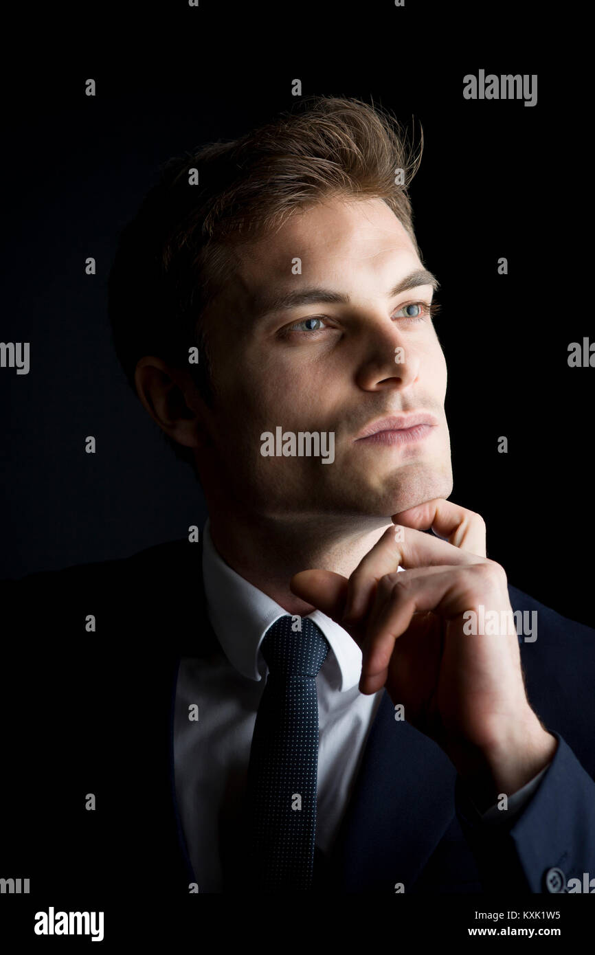 caucasian man pose on black background Stock Photo - Alamy