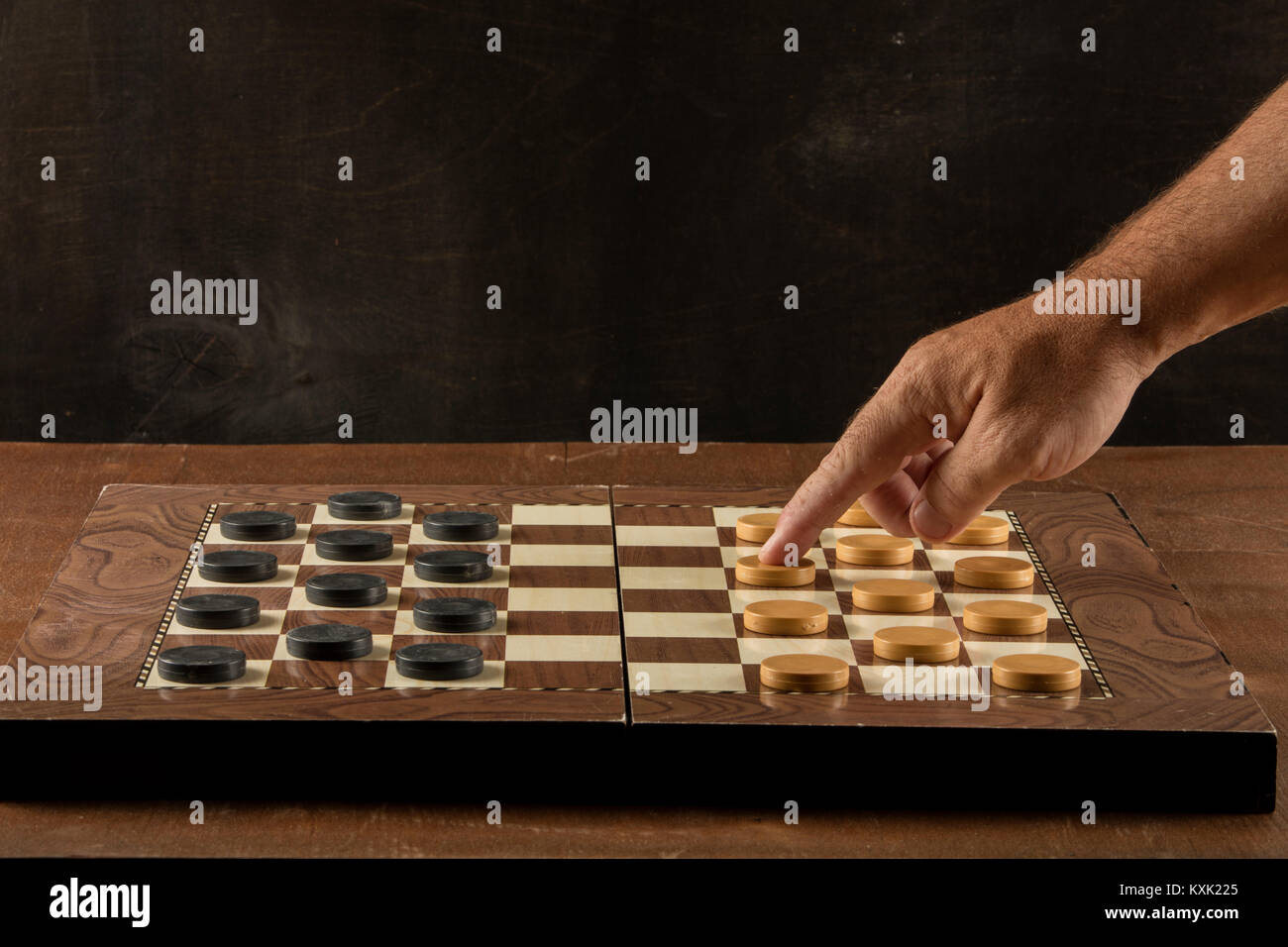 checkerboard with checkers. game concept.board game.hobby.checkers on ...