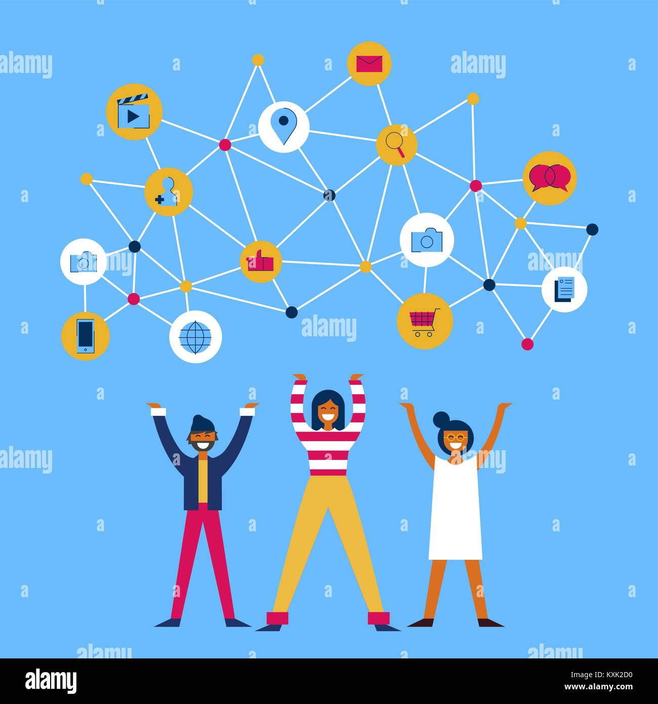 Diverse young people group using social media network to share content ... Diverse young people group using social media network to share content ...