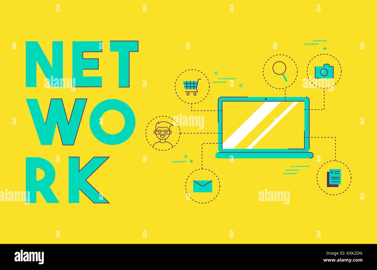 Social media network concept illustration in modern line art style ...