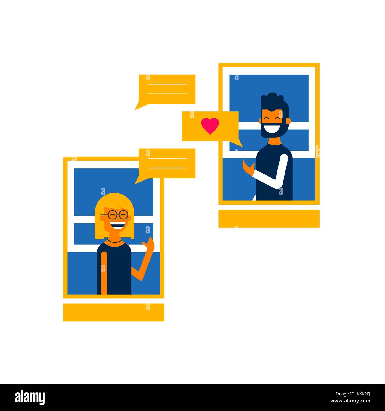 Social media communication concept illustration in modern flat art ...