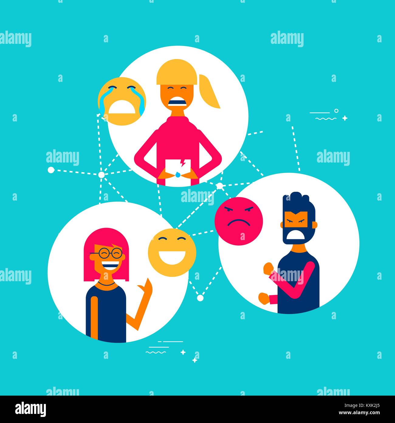 Social Media Reactions Concept Illustration In Modern Flat Art Style