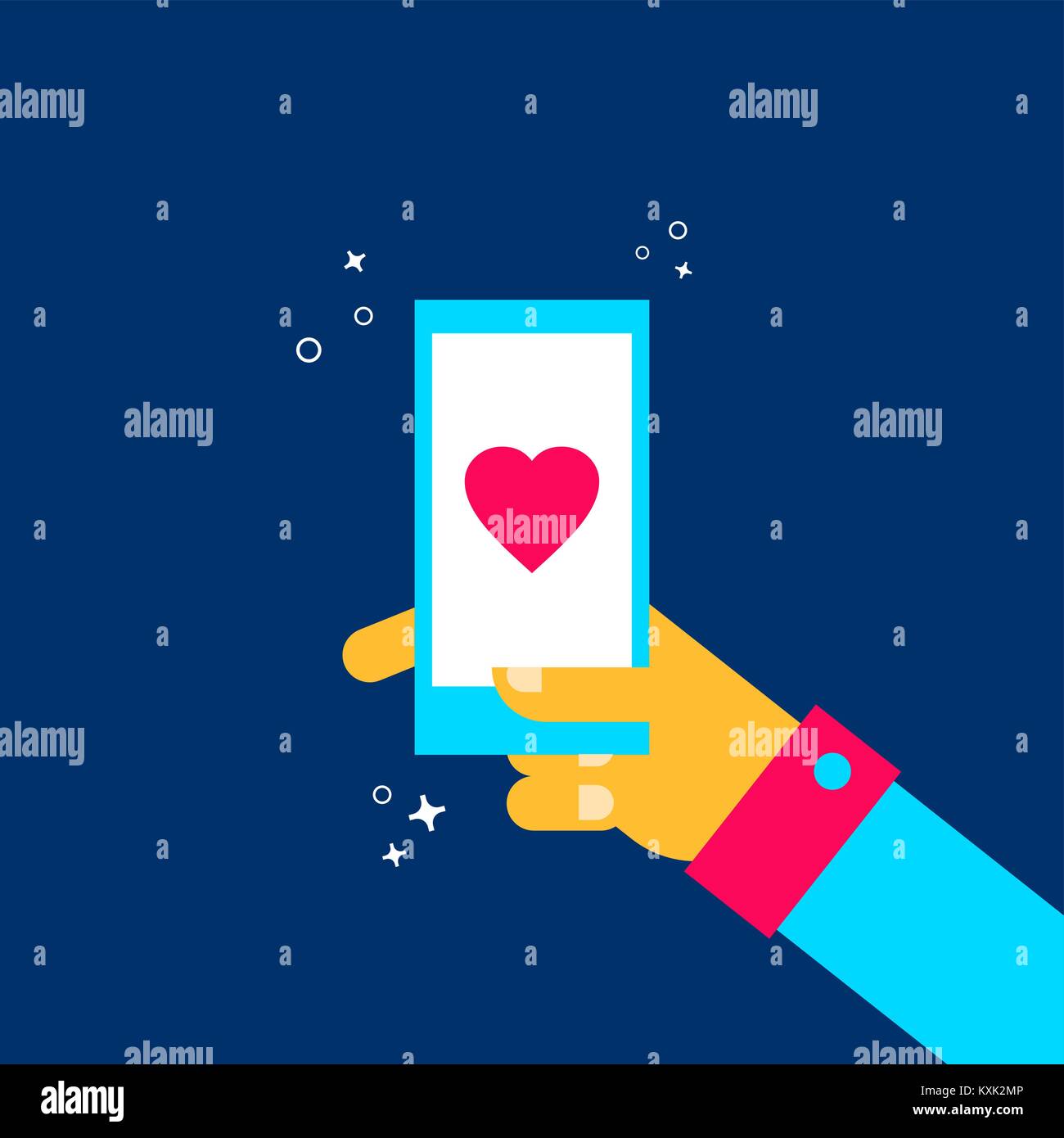 Man holding phone with love message, online dating app concept ...