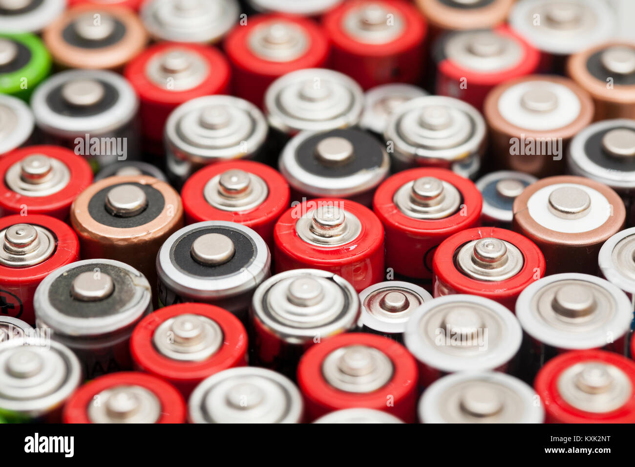 Batteries background. Energy supply and recycling concept Stock Photo ...