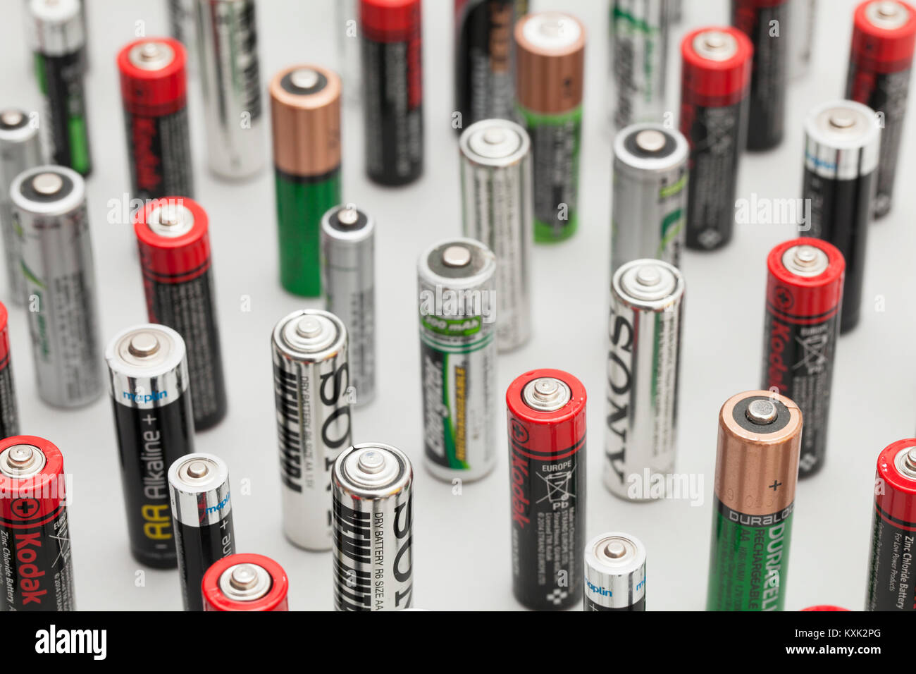 LONDON, UK - January 10th 2018 A collection of branded batteries ...