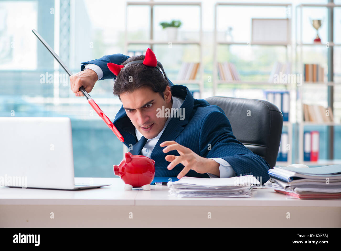 Devil angry businessman in the office Stock Photo - Alamy