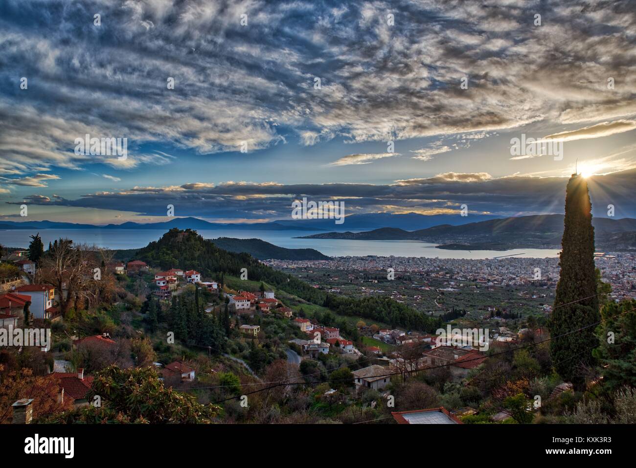 Volos view from Pelion mountain, Greece Stock Photo - Alamy