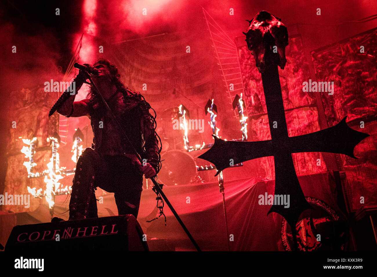 The Swedish black metal band Watain performs a live concert at the ...