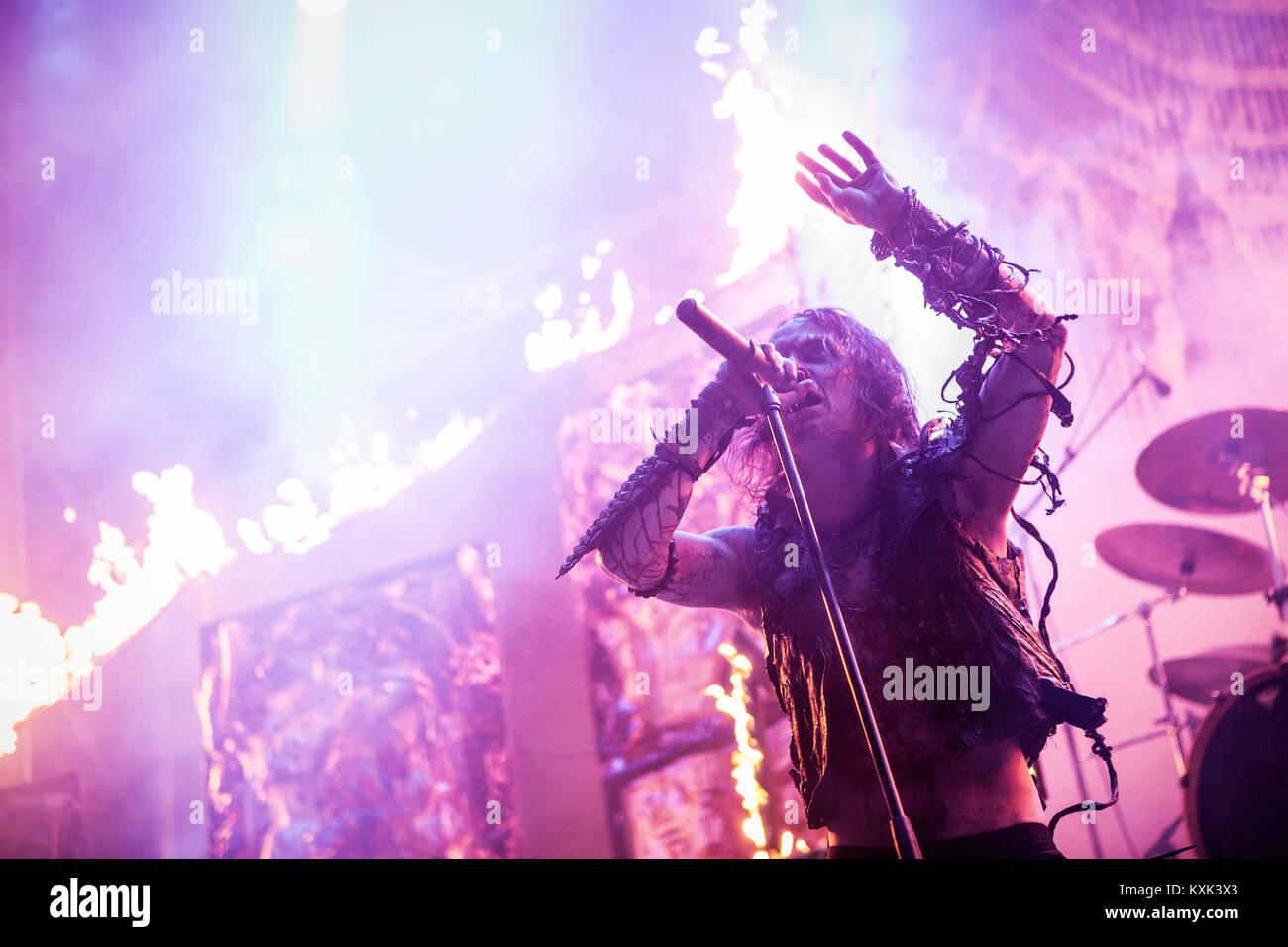 The Swedish black metal band Watain performs a live concert at the ...