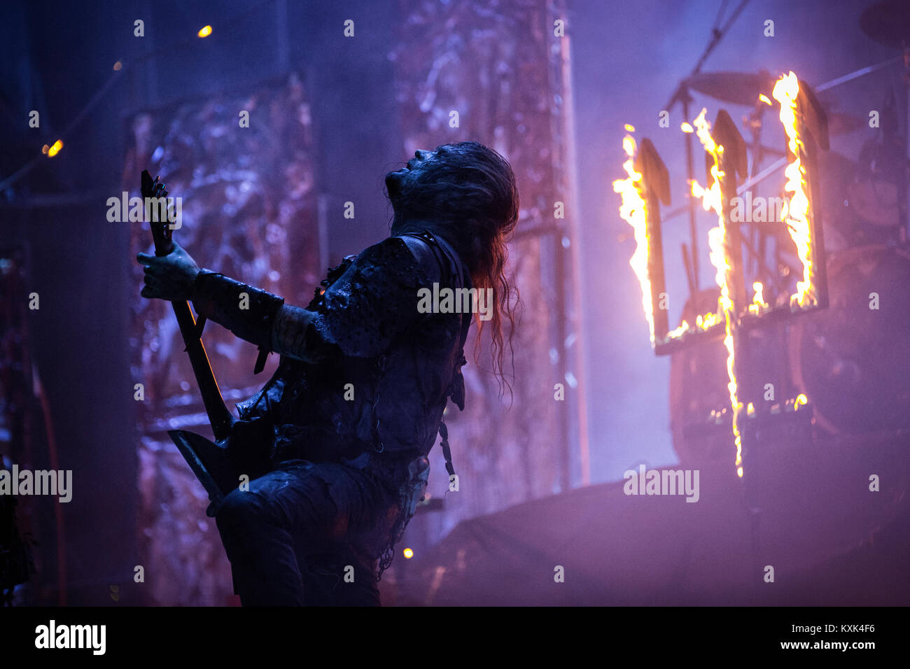 The Swedish black metal band Watain performs a live concert at the ...