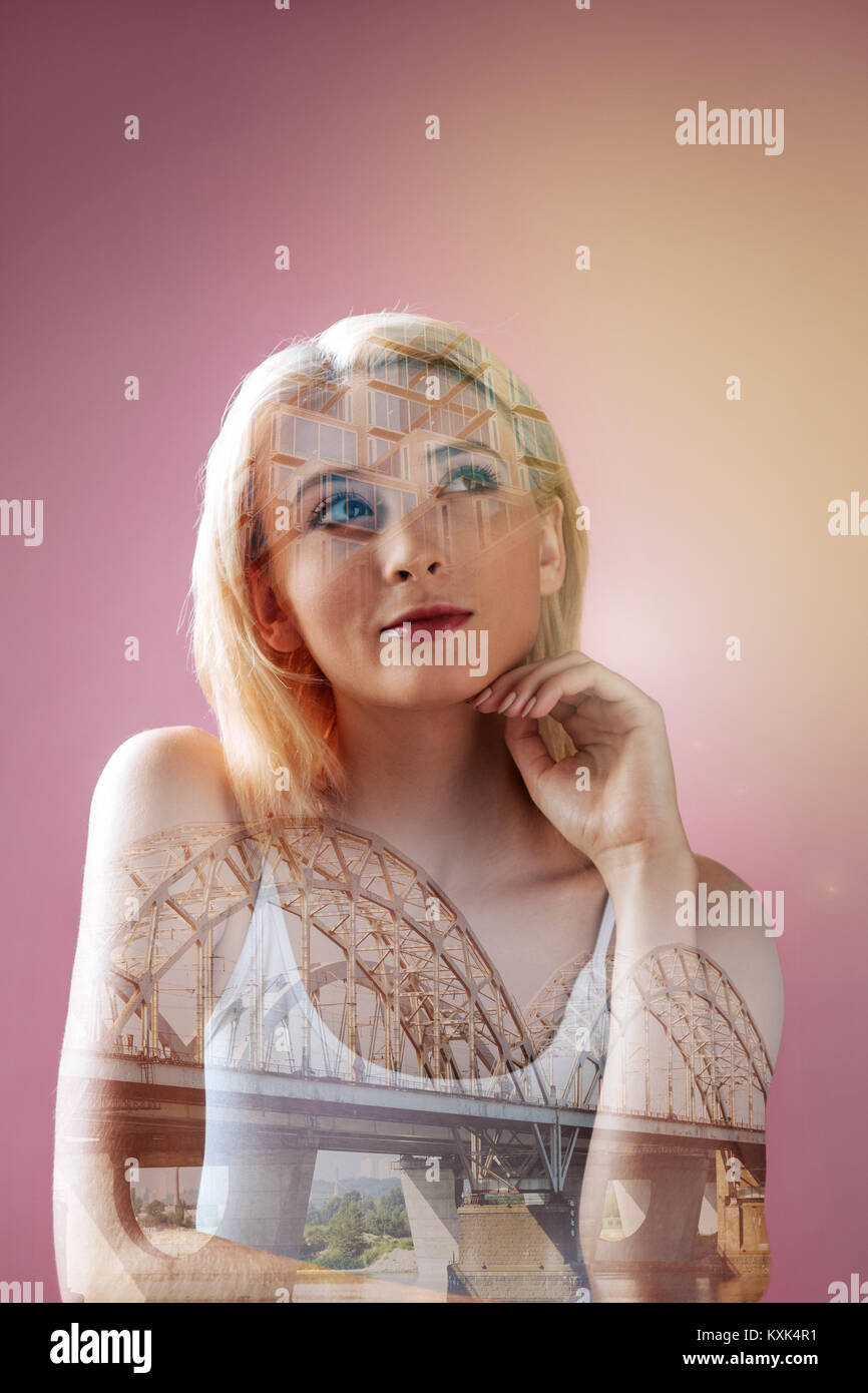 Happy positive woman thinking Stock Photo - Alamy