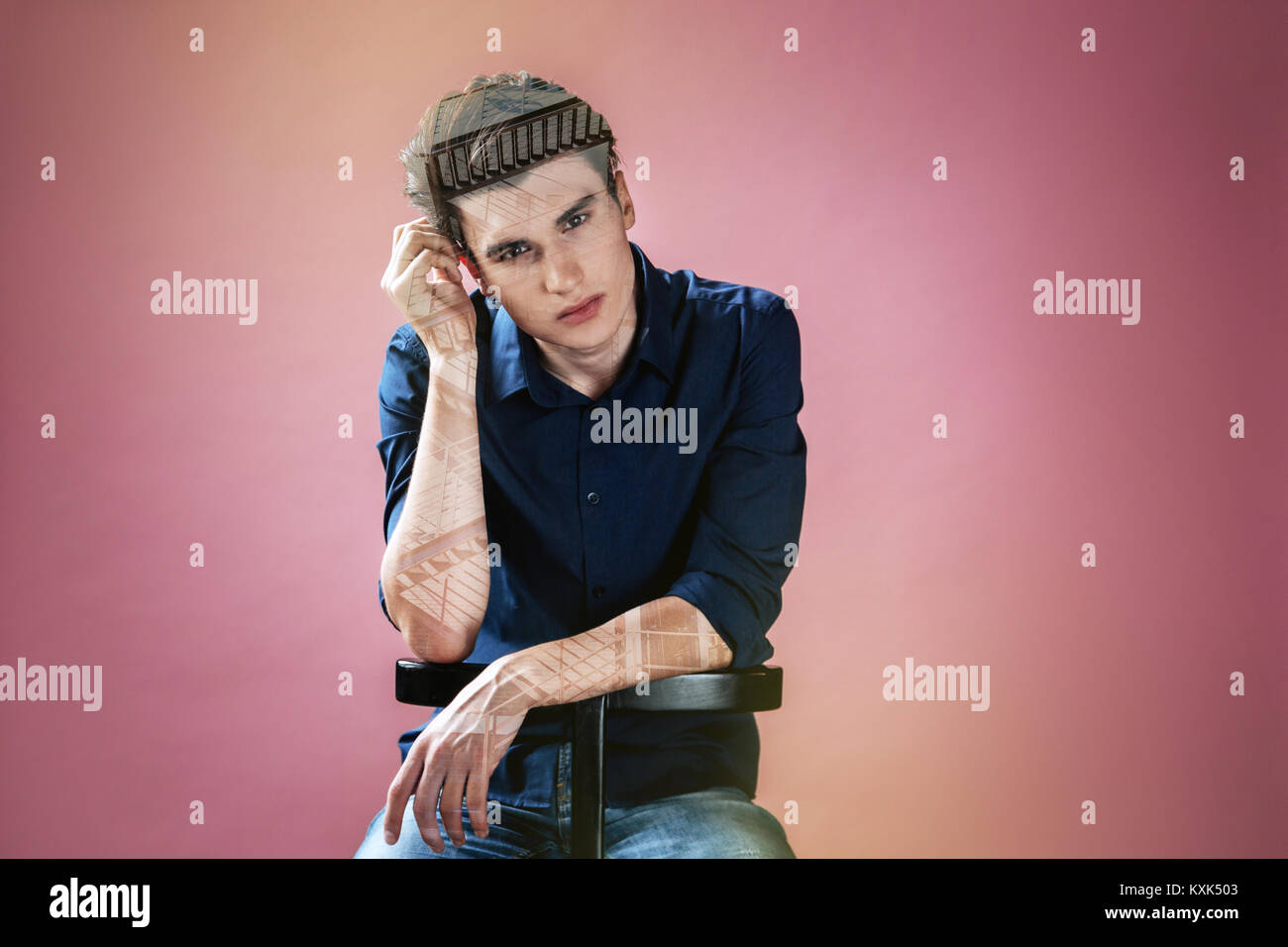 Serious smart man concentrating on his thoughts Stock Photo - Alamy