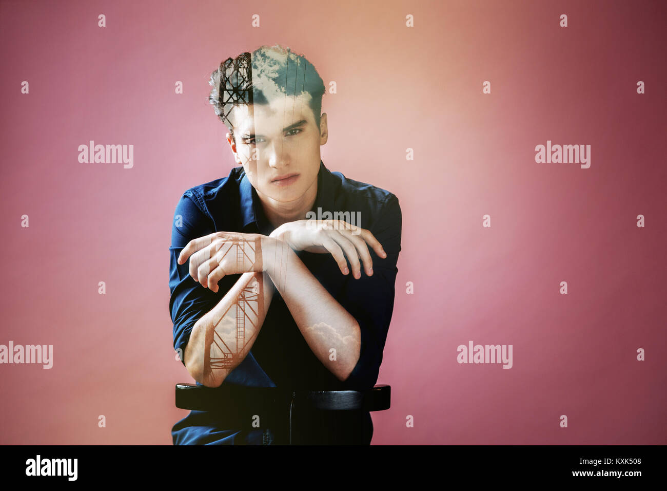 Serious handsome man looking in front of him Stock Photo - Alamy