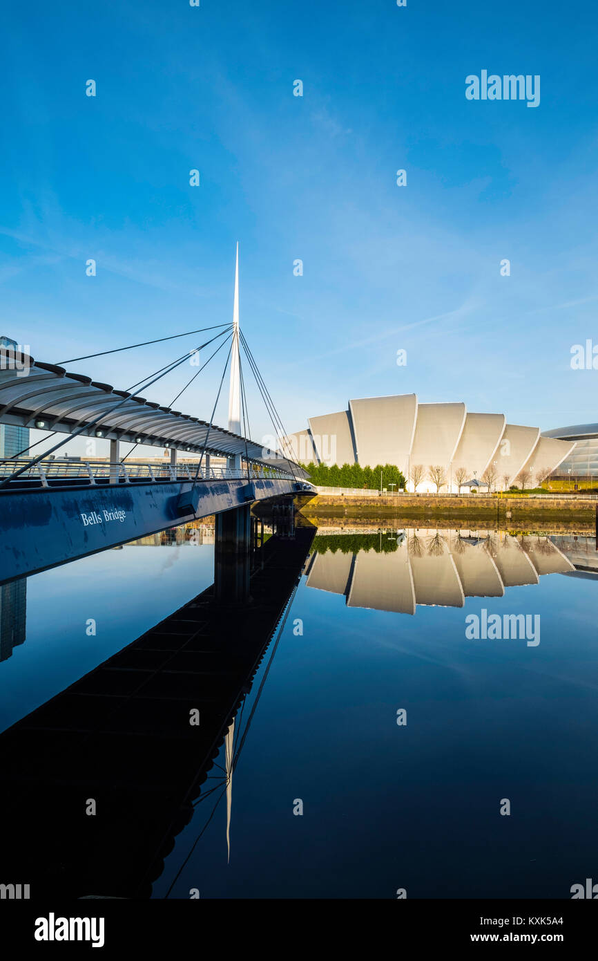 View of Bells Bridge, SEC Armadillo and SE Hydro beside River Clyde on ...