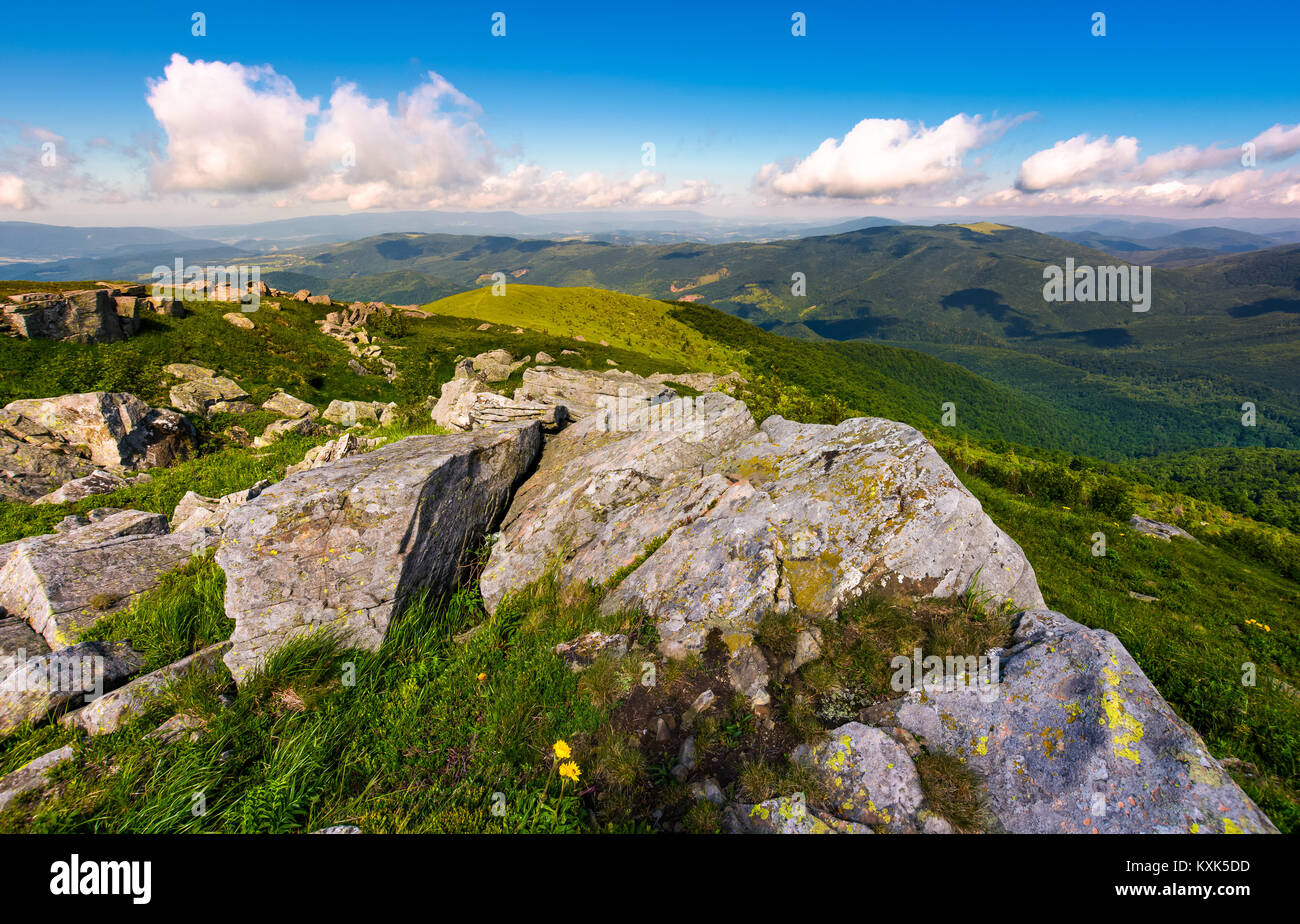 Carpathian mountains with grassy slopes and rocks. beautiful ...