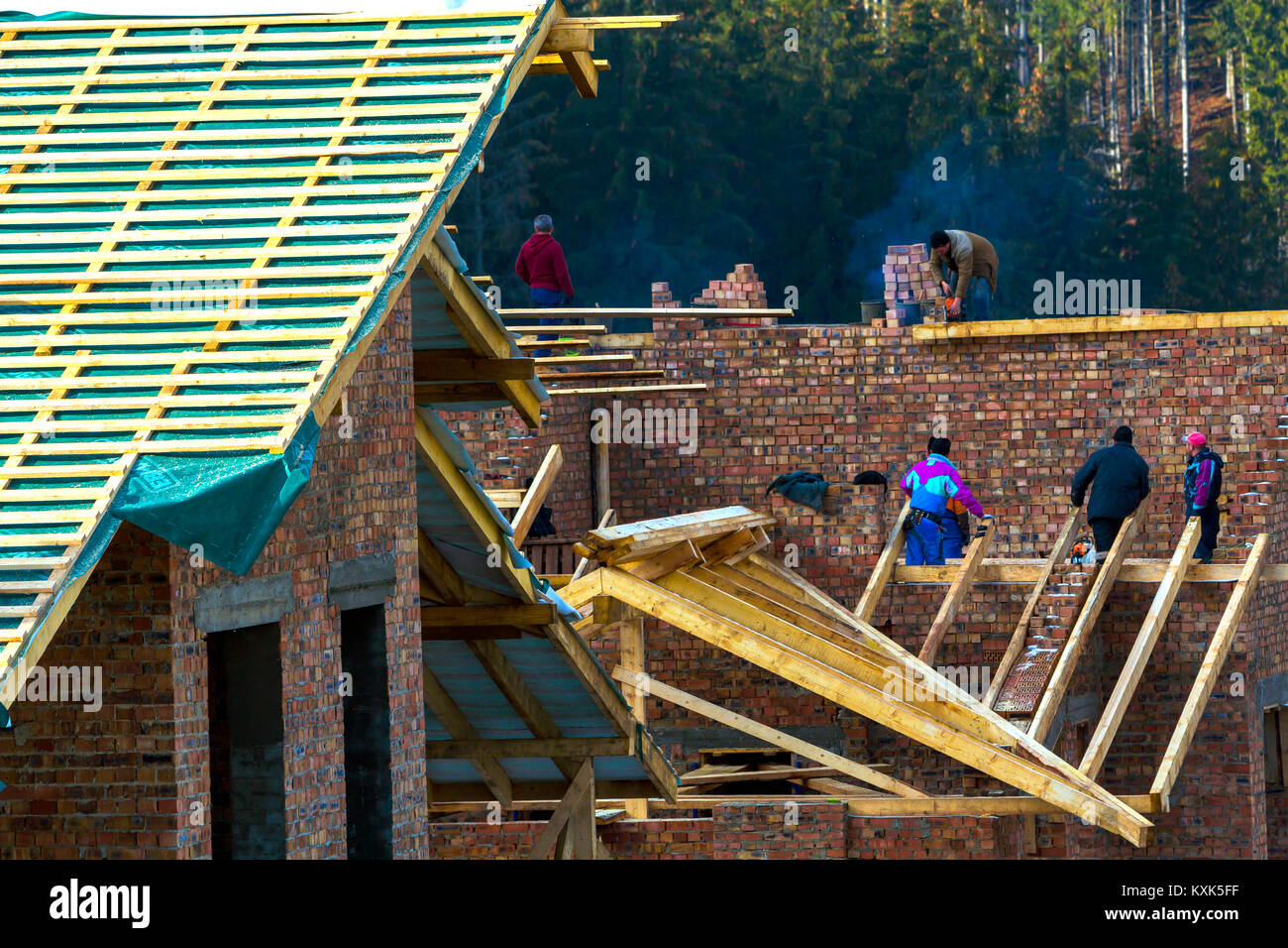 Bukovel, Ukraine - November 27, 2017: New modern house under ...