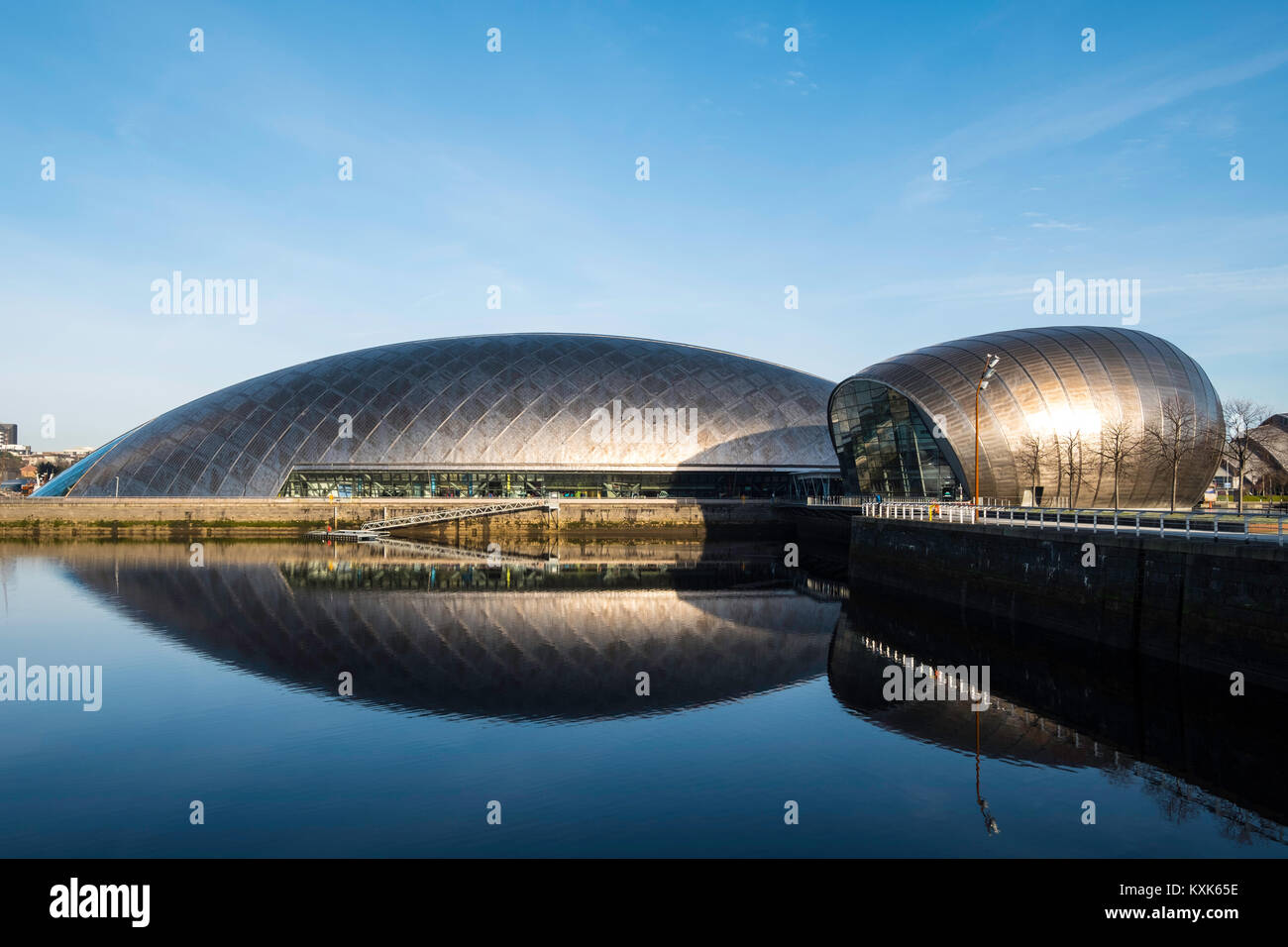View of Glasgow Science Centre North Quay and IMAX Cinema beside River ...
