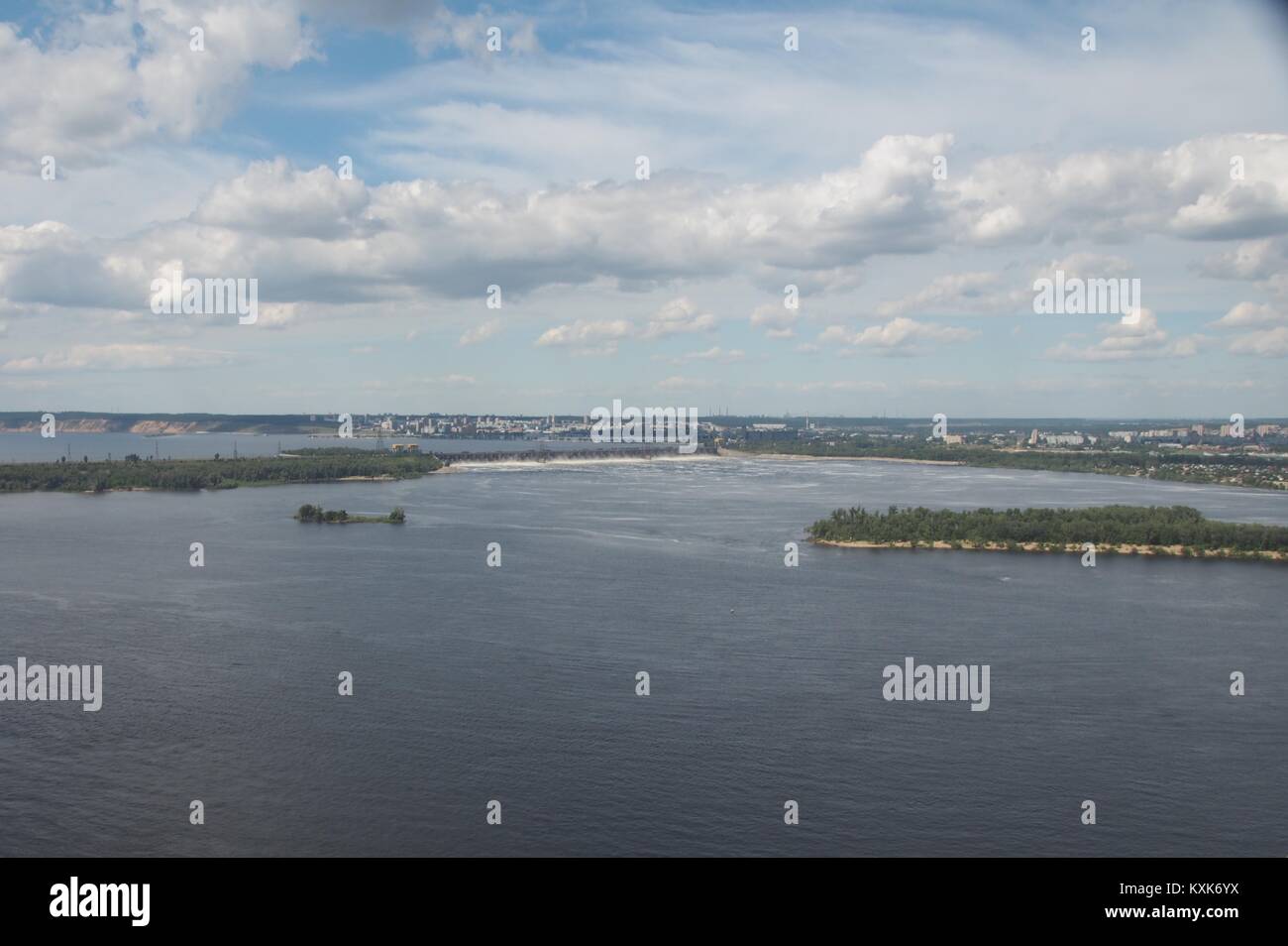 The Volga River. Views of the Zhiguli hydroelectric station. Samara ...