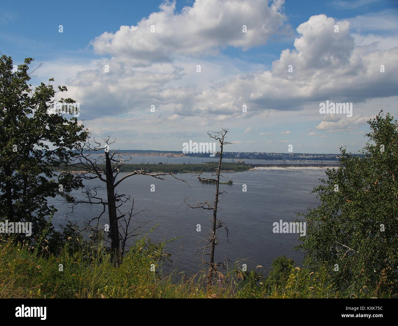 The Volga River. Views of the Zhiguli hydroelectric station. Samara ...