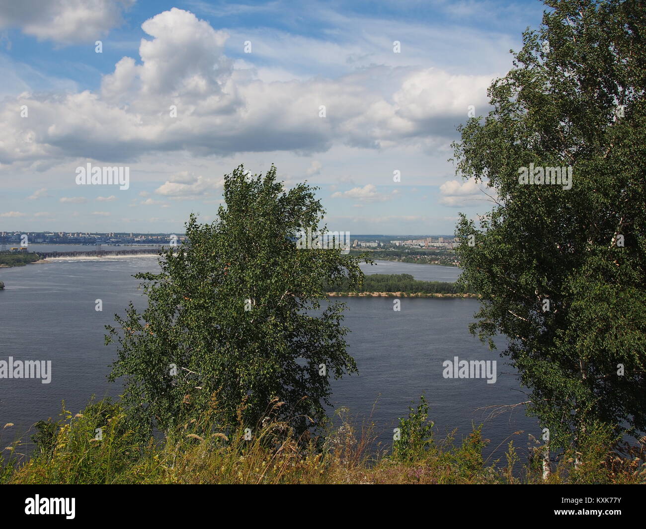 The Volga River. Views of the Zhiguli hydroelectric station. Samara ...