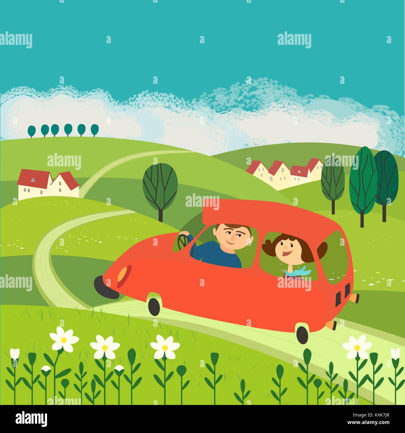 Driving on countryside road Stock Vector Images - Alamy