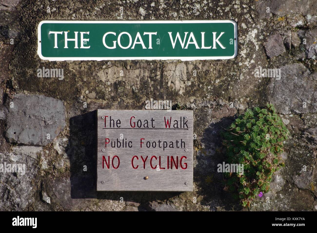 The Goat Walk Sign and No Cycling at the Start of the Seawall Footpath ...