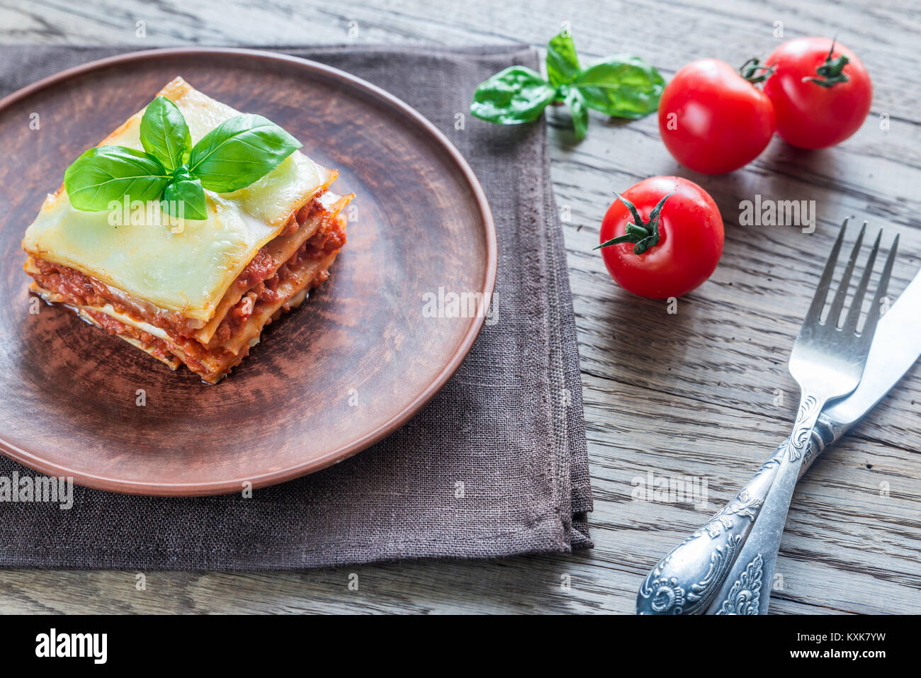 Portion of classic lasagne Stock Photo - Alamy