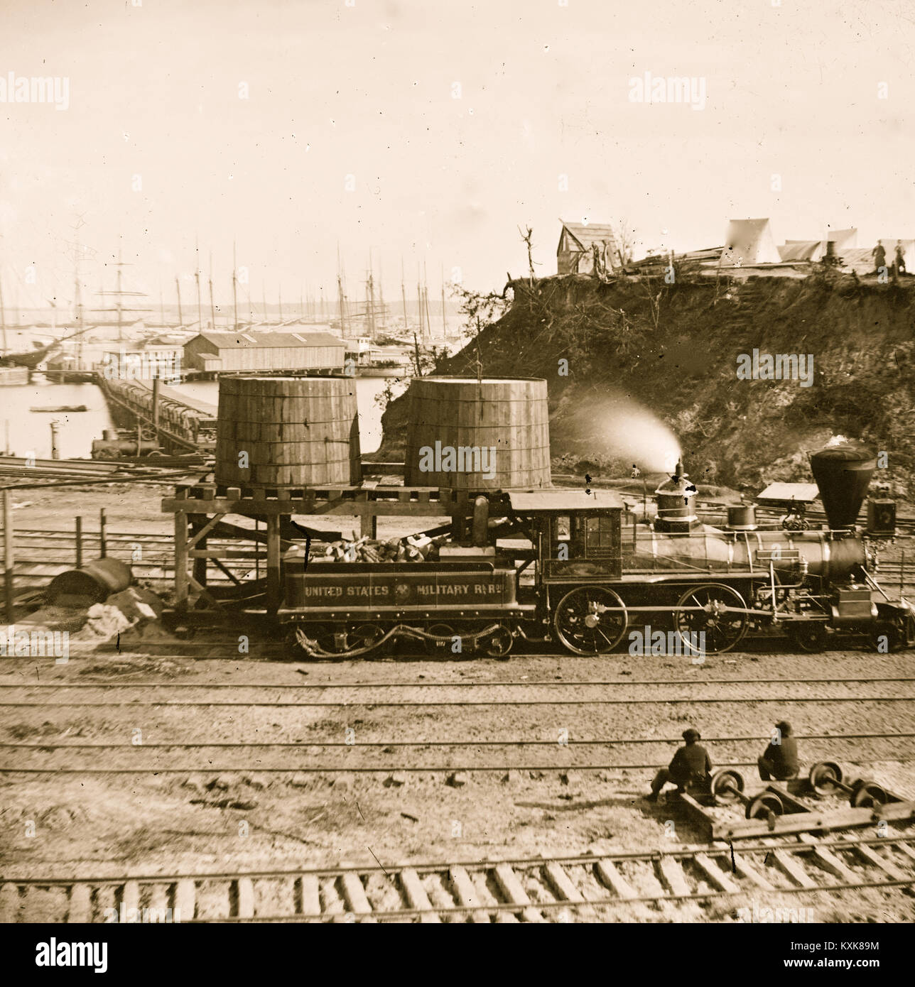 City Point, Va. "Gen. J. C. Robinson" and other locomotives of the U.S ...