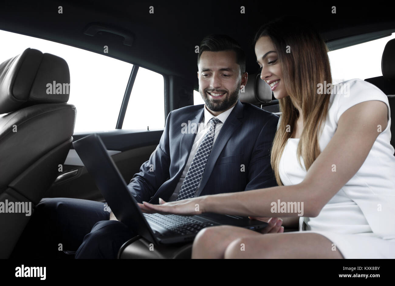Business People Meeting Working Car Inside Stock Photo - Alamy