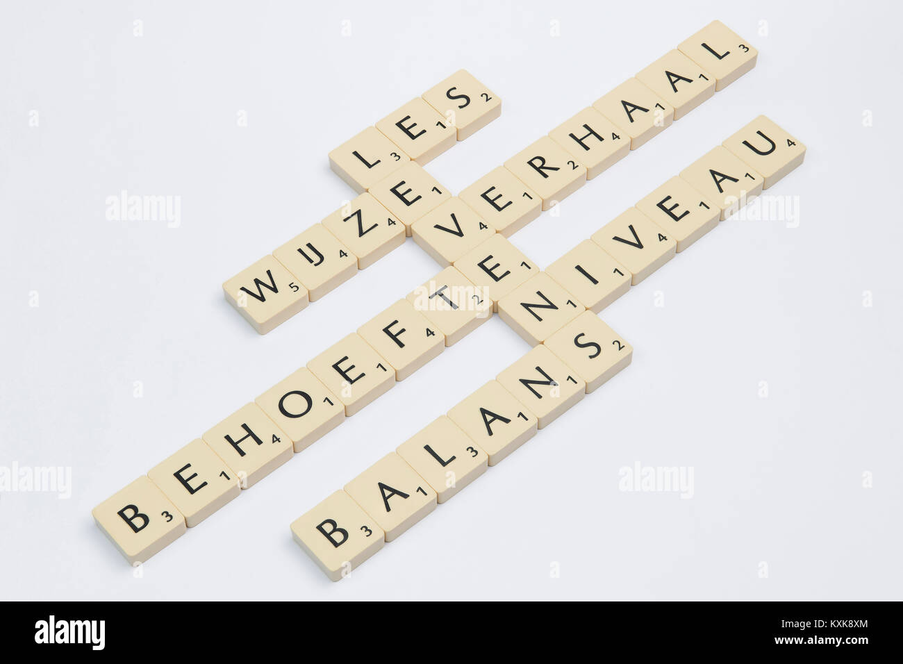 Six scrabble words related to the word life in Dutch Stock Photo - Alamy